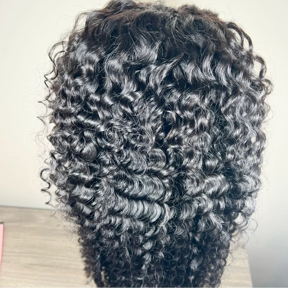Hair | Natural Black Human Hair Deep Wave 13x6 Lace Frontal 3 Inch Wig ...